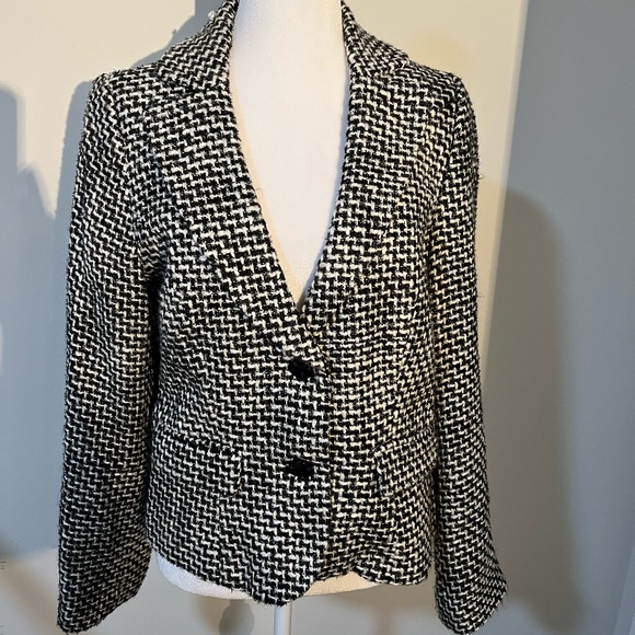 AB Studio | Jackets & Coats | Ab Studio Black And White Knit Blazer ...